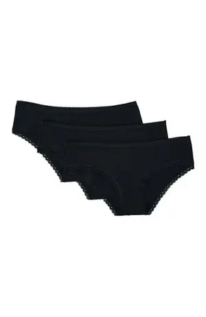 PACT Organic Cotton Lace Cheeky Hipster 3-pack - Black