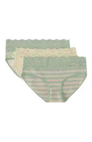 PACT Organic Cotton Lace Waist Brief 3-pack - Island Vibes
