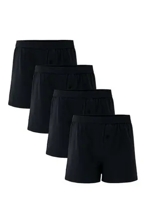 PACT Organic Cotton Knit Boxer 4-pack - Black