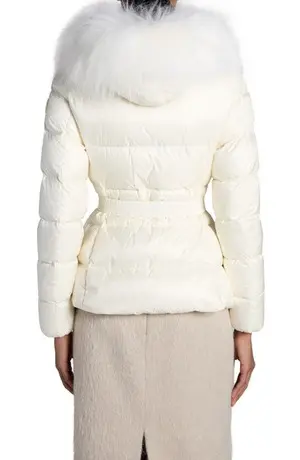 Moncler Boed Down Puffer Jacket With Shearling Trim - White