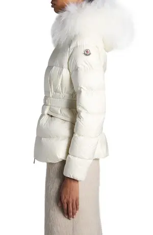 Moncler Boed Down Puffer Jacket With Shearling Trim - White