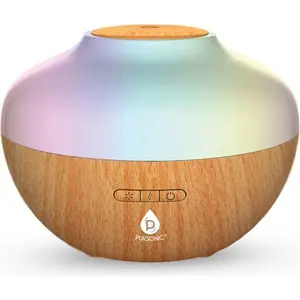 PURSONIC Aromatherapy Diffuser & Essential Oil Set-ultrasonic Top 3 Oils-300ml With 2 Mist Settings 7 Ambient Light Settings - White