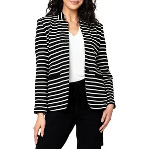 GIBSONLOOK Stripe Knit Blazer - Black/ Ivory Stripe