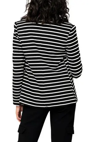 GIBSONLOOK Stripe Knit Blazer - Black/ Ivory Stripe