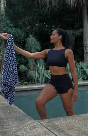 MARY MERCEDES Moe Cropped Bikini Tank - Black