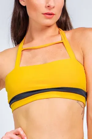 MARY MERCEDES Moe Halter Bikini Top - Mustard Yellow