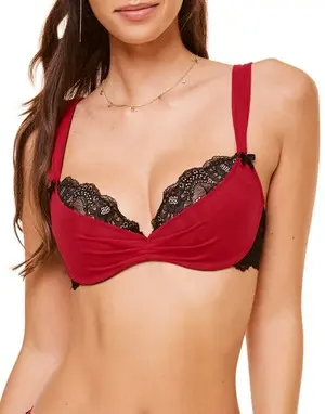 ADORE ME Clairabelle Push Up Demi Bra - Dark Red