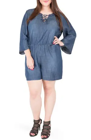 STANDARDS & PRACTICES Bell Sleeve Romper - Navy