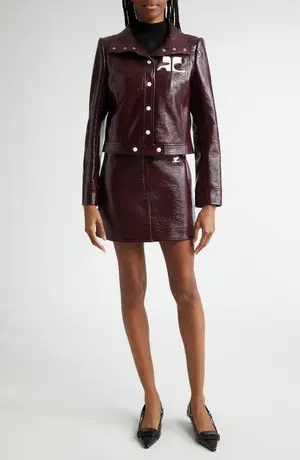 COURREGES Reedition Faux Leather Miniskirt - Burgundy