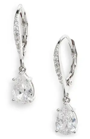 Nordstrom Nordstrom Pear Cubic Zirconia Drop Earrings Clear- Silver
