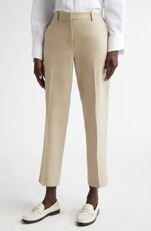 Lafayette 148 New York Clinton Stretch Wool Ankle Pants - Plaster