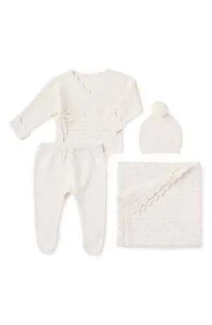 ELEGANT BABY Organic Cotton & Cashmere Pointelle Set - White