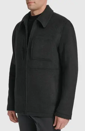Cole Haan Felt Zip Front Shirt Jacket - Charcoal