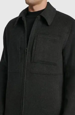 Cole Haan Felt Zip Front Shirt Jacket - Charcoal