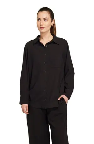 NUDEA The Relaxed Button Up Midi Shirt - Black