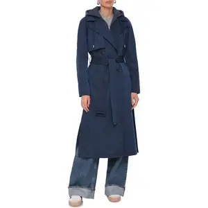 Avec Les Filles Double-breasted Trench Coat With Removable Hooded Dickey