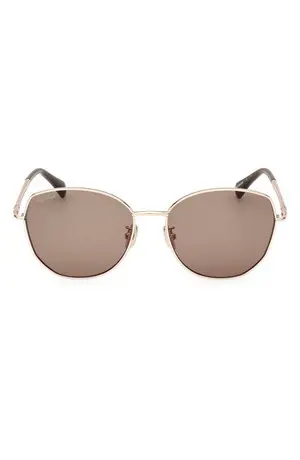 Max Mara 58mm Round Sunglasses - Gold/brown