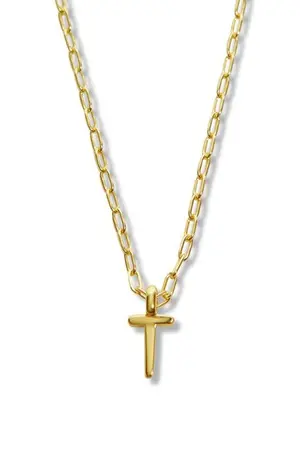 Argento Vivo Initial Pendant Necklace - Gold - T