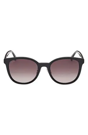 Max Mara 55mm Round Frame Sunglasses - Shiny Black / Gradient Smoke