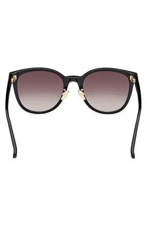 Max Mara 55mm Round Frame Sunglasses - Shiny Black / Gradient Smoke