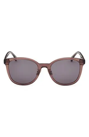 Max Mara 55mm Round Frame Sunglasses - Shiny Dark Brown / Smoke