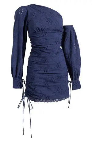 mistress rocks denim dress Mistress Rocks Eyelet Embroidered Minidress In Denim Blue - 80% Off
