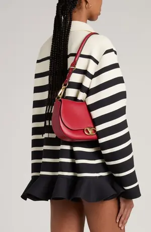 Valentino Garavani Vlogo Leather Saddle Shoulder Bag