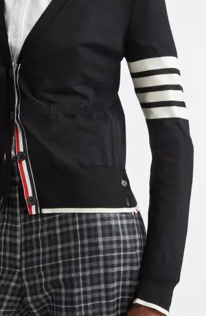 Thom Browne 4-bar Virgin Wool Cardigan - Black