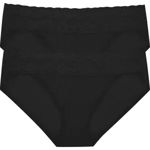 Natori Bliss Perfection Lace Trim One Size Bikini Brief 2-pack Black
