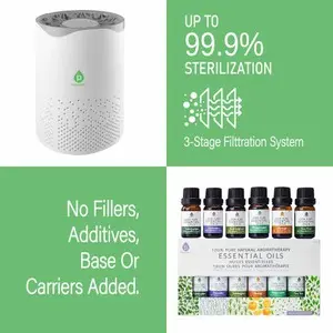 PURSONIC Air Purifier With 6-pack Premium Essential Oils Collection - Pure