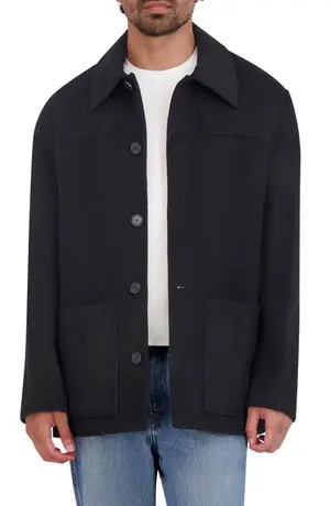 Cole Haan Wool Blend Shirt Jacket - Black