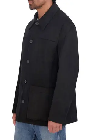 Cole Haan Wool Blend Shirt Jacket - Black
