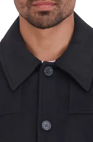 Cole Haan Wool Blend Shirt Jacket - Black