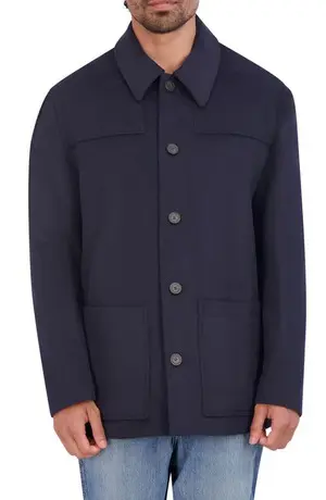 Cole Haan Wool Blend Shirt Jacket - Navy