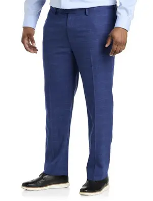 OAK HILL BY DXL Big & Tall Waist-relaxer Plaid Dress Pants - Navy