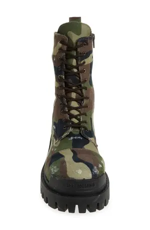 Balenciaga Strike Camo Canvas Combat Boots - Dark Camo