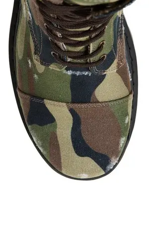 Balenciaga Strike Camo Canvas Combat Boots - Dark Camo