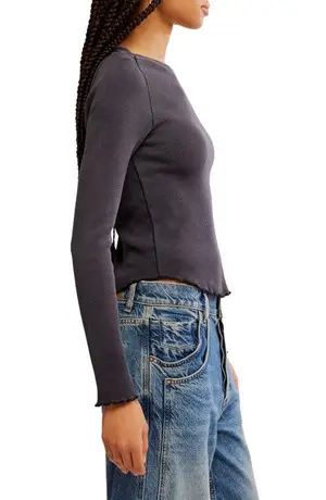 Free People Easy Does It Long Sleeve T-shirt - Black