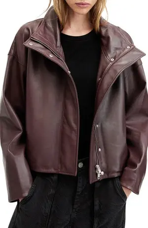 ALLSAINTS Ryder Leather Jacket Mountain Brown