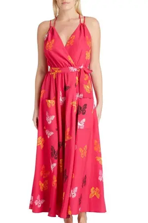 VALIMARE VALIMARE Amelia Maxi Wrap Cover-Up Dress Fuscia
