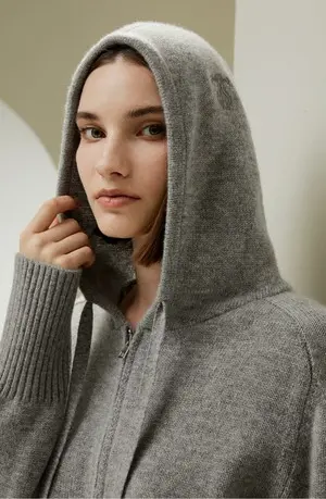 Lilysilk Short Zip-up Wool Cashmere Hoodie