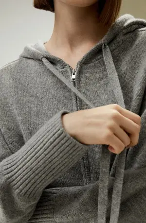 Lilysilk Short Zip-up Wool Cashmere Hoodie