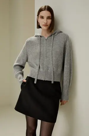 Lilysilk Short Zip-up Wool Cashmere Hoodie