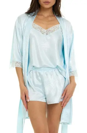 Flora Nikrooz Sabrina Travel Pajamas & Robe Set - Light Blue