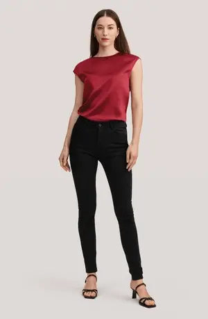 Lilysilk Basic Cap-sleeved Silk Tee - Claret