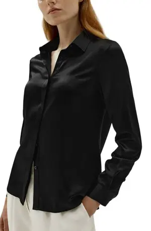 Lilysilk Lilysilk Basic Concealed Placket Silk Shirt Black