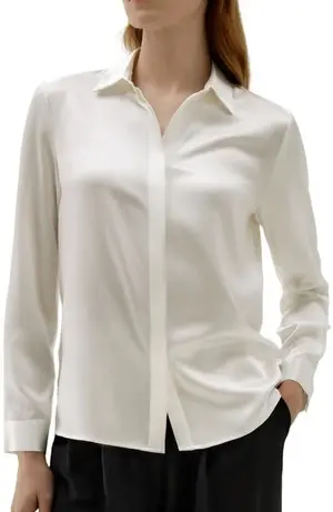 Lilysilk Lilysilk Basic Concealed Placket Silk Shirt Natural White