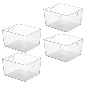 MDESIGN Midesign Plastic Closet Storage Organizer Container Bin, Handles4 Pack