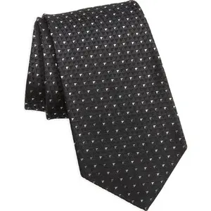 Ralph Lauren Purple Label Ralph Lauren Purple Label Jermyn St. Jacqards Geometric Pattern Silk Tie Black