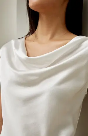 Lilysilk Silk Charmeuse Cowl Neck Top - Ivory